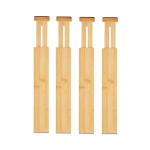 zhu chuang bamboo drawer organizer adjustable kitchen drawer dividers for dresser,bedroom,bathroom,office (pack of 4)