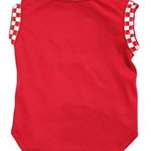 Petitebella Plain Checkered Hemmed Puppy Dog Shirt (Red, Medium)