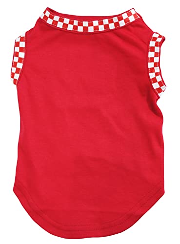 Petitebella Plain Checkered Hemmed Puppy Dog Shirt (Red, Medium)