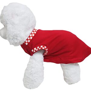 Petitebella Plain Checkered Hemmed Puppy Dog Shirt (Red, Medium)