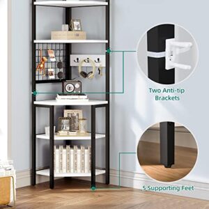 YITAHOME 5-Tier Corner Bookshelf, 68.9” Tall Modern Free Standing Corner Bookcase, 5 Shelf Corner Bookcase and Bookshelves Open Display Storage Book Shelves for Living Room, Home Office, White