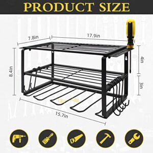 Pehciroe Power Tool Organizer Garage Storage Shelves Heavy Duty Garage Tool Organizer Wall Mount Metal Tool Shelf Utility Storage Rack for Man Worker