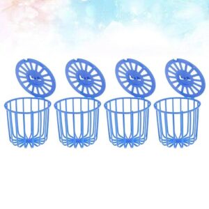 POPETPOP Parrots Feeder Basket-4pcs Plastic Bird Food Fruit Feeding Perch Stand Holder Fruit Vegetable Holders Hanging Basket Container Foraging Toys Birdcage Accessories for Pet Bird Supplies