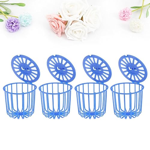 POPETPOP Parrots Feeder Basket-4pcs Plastic Bird Food Fruit Feeding Perch Stand Holder Fruit Vegetable Holders Hanging Basket Container Foraging Toys Birdcage Accessories for Pet Bird Supplies