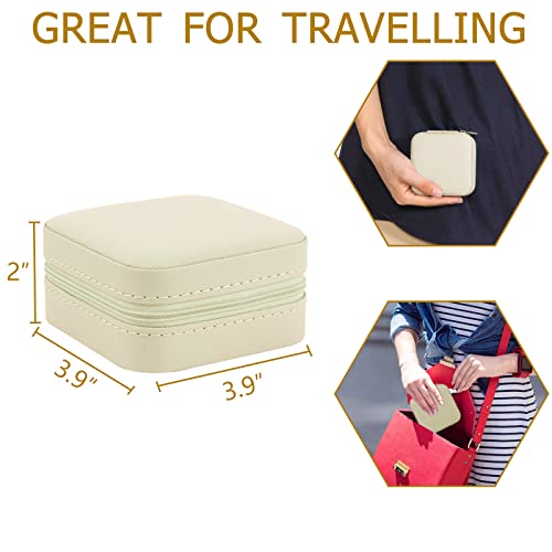 Shmiay.ML Jewelry Case, Small Travel Jewelry Organizer, Portable Jewelry Box Travel Mini Storage Portable Display Storage Box For Rings Earrings Necklaces Gifts, White