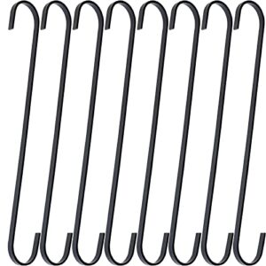 tucewp 8 pack 12 inch large s hooks black heavy duty hooks for hanging plants long metal hook hanger s shaped hooks for hanging closet，pots and pans，basket,bird feeders, garden indoor outdoor