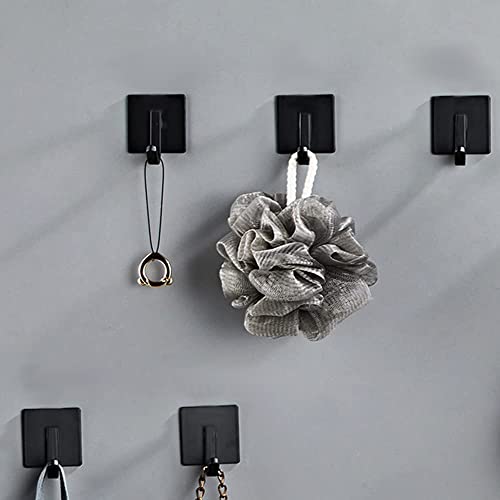 Adhesive Hooks - 5 Pack Heavy Duty Wall Hooks Waterproof Stainless Steel Hooks for Hat Towel Robe Hooks Rack Wall Mount - Bathroom Kitchen Home Hotel Office Cabinet and Bedroom Matte BLACK03