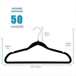 AzxecVcer Velvet Hangers,50 Pack Non Slip Felt Hangers Slim & Space Saving, Open Ended Design for Easy-Slide Pant, Jeans, Slacks Etc, Black