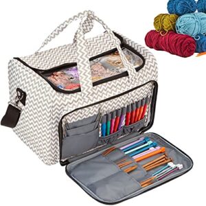 homest yarn storage bag, knitting tote with removable inner dividers, ripple