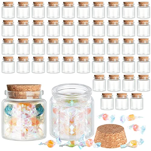 48 Pcs Small Glass Bottles with Cork, 50 ml Vials Jars Mini Potion Bottles Empty Spell Jars Sand Art Bottles Decorative Bottles for DIY Sand Water Pill Party Supplies