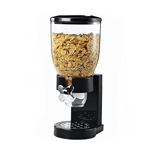 Qulable Dry Food Dispenser, Grain Storage Bin, 3.5L Oat Dispenser Countertop, Candy Dispenser, Dispense with controlled amount for Rice Beans Cereal Nuts Snack breakfast（black）