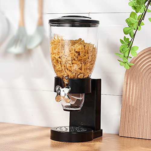 Qulable Dry Food Dispenser, Grain Storage Bin, 3.5L Oat Dispenser Countertop, Candy Dispenser, Dispense with controlled amount for Rice Beans Cereal Nuts Snack breakfast（black）