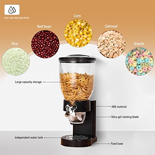 Qulable Dry Food Dispenser, Grain Storage Bin, 3.5L Oat Dispenser Countertop, Candy Dispenser, Dispense with controlled amount for Rice Beans Cereal Nuts Snack breakfast（black）