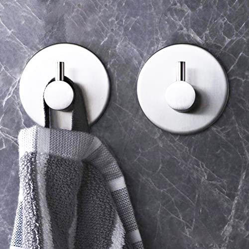 Adhesive Hooks - 5 Pack Heavy Duty Wall Hooks Waterproof Stainless Steel Hooks for Hat Towel Robe Hooks Rack Wall Mount - Bathroom Kitchen Home Hotel Office Cabinet and Bedroom CHROM06