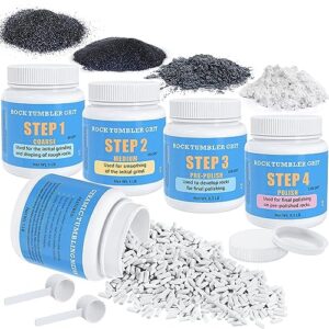 komestone rock tumbler grits kit, 4 lbs, polishing grits & ceramic pellets kit, polish up to 25 lbs rocks, compatible with any rocks & rock tumlers & stone polishers