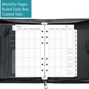 Fan&Ran Zippered Planner Organizer, Simulated Leather Undated Start Set, Personal Size, Black