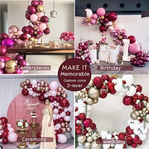 Kozee Burgundy Balloons different sizes 52 PACK Customized Double-Stuffed Metallic Maroon balloon 18+10+5 inch Garland arch kit For Wedding Birthday Anniversary decorations