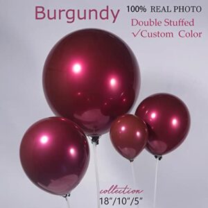 Kozee Burgundy Balloons different sizes 52 PACK Customized Double-Stuffed Metallic Maroon balloon 18+10+5 inch Garland arch kit For Wedding Birthday Anniversary decorations