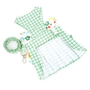 PAIDEFUL Plaid Dog Harness Dress for Small Medium Dogs Female Girls Flowers Tutu Skirt Pet Clothes with Leash 1.5m Cats Apparel Puppy Chihuahua Yorkie Clothing Spring Summer Green L