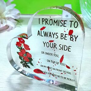 Acrylic Heart Gift for Lover Romantic Plaque Inspirational Quotes Gift for Wedding Birthday Anniversary Table Decoration (love)