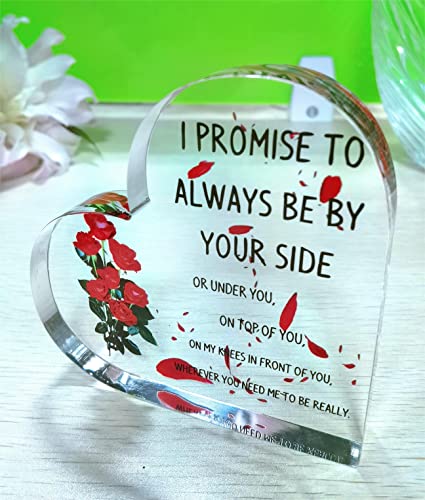 Acrylic Heart Gift for Lover Romantic Plaque Inspirational Quotes Gift for Wedding Birthday Anniversary Table Decoration (love)