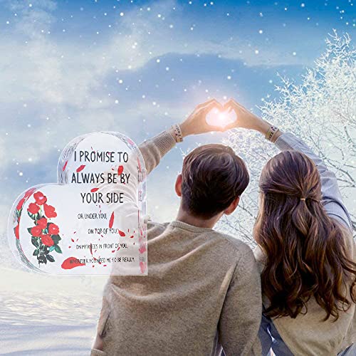 Acrylic Heart Gift for Lover Romantic Plaque Inspirational Quotes Gift for Wedding Birthday Anniversary Table Decoration (love)