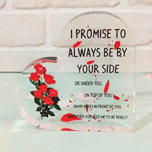 Acrylic Heart Gift for Lover Romantic Plaque Inspirational Quotes Gift for Wedding Birthday Anniversary Table Decoration (love)