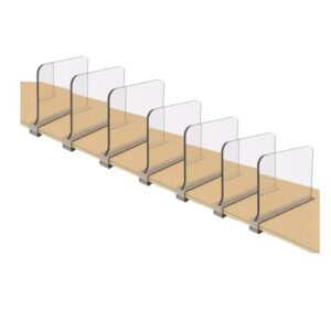 7 pcs clear shelf dividers, acrylic shelf dividers for closet organization, multi-functional closet shelf dividers for wood shelves, rounded corners closet shelf organizer for clothes, shoes & purses