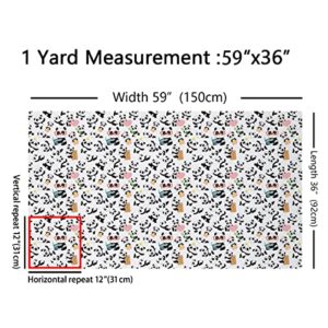 Panda Fabric by The Yard Black and White Giant Panda Upholstery Fabric Cartoon Kawaii Wildlife Animal Waterproof Fabric for Children, Decorative Fabric for Upholstery and Home Accents, 1 Yard