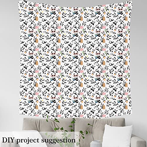 Panda Fabric by The Yard Black and White Giant Panda Upholstery Fabric Cartoon Kawaii Wildlife Animal Waterproof Fabric for Children, Decorative Fabric for Upholstery and Home Accents, 1 Yard