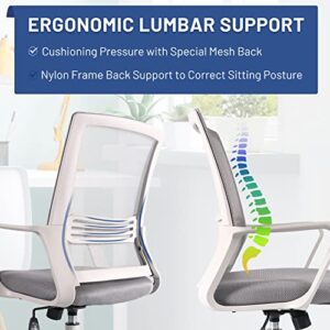 ZUNMOS Drafting Tall, Counter Office, High Standing, Ergonomic Mesh Computer Task Chair with Armrests and Adjustable Foot-Ring for Bar Height Desk, Grey