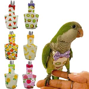 6 pieces bird diapers, washable reusable parrots nappy with waterproof inner layer soft small pet birds flight suit for budgie parakeet cockatiel