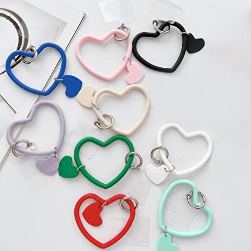 Naiadiy Silicone Heart Loop Phone Lanyard, Cell Phone Hand Wrist Lanyard Strap with Key Chain Holder, Universal for Phone Case Anchor Fit All Smartphones-Black