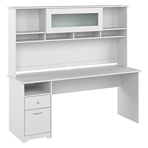 Bush Furniture Cabot 72W Computer Desk with Hutch, White