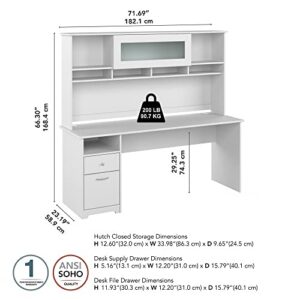 Bush Furniture Cabot 72W Computer Desk with Hutch, White