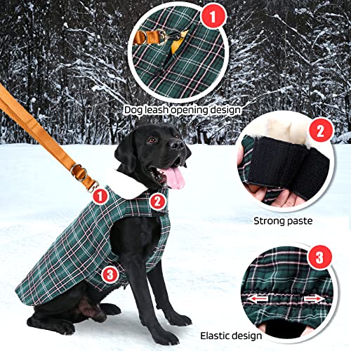 Kastty Dog Coat, Reversible Extra Warm Dog Clothes, Waterproof Stylish & Cosy Dog Jacket, British Style Plaid+ Simple Versatile 2 Style Dog Winter Coat, Great for Dog Gift or Daily Wear, M