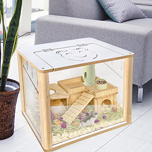 Chngeary Hamster Cage with Transparent Walls, Small Animal Cage Can Observe Pets in Time, Hamster Landscaping House for All Hamsters, Rats, and Other Small Animals of Similar Size