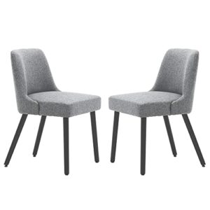 MINCETA Dining Chair,Morden Wood Leg Upholstered Kitchen Chair Set of 2,Performance Fabric in Gray