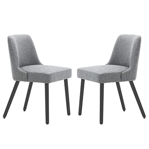 MINCETA Dining Chair,Morden Wood Leg Upholstered Kitchen Chair Set of 2,Performance Fabric in Gray