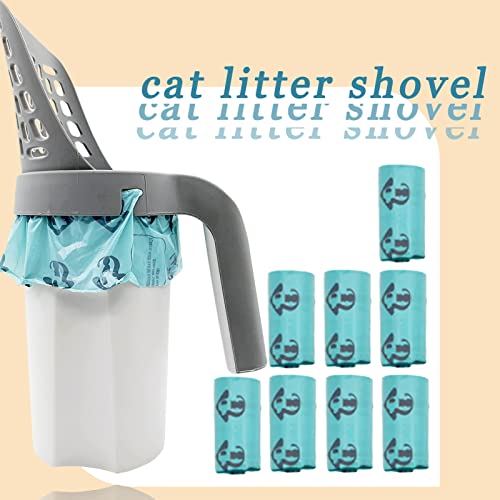 ERPMEL Premium Cat Litter Scoop, with 120 Count Refill Bags, Cat Litter Scoop with Cat Litter Bags, Integrated Detachable Deep Cat Litter Shovel with Waste Container, Cat Litter Disposal System