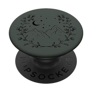 midnight green - boho chic floral moon mountain popsockets standard popgrip