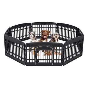 iris usa 24-inch dog playpen - pet exercise pen with door - 4 to 8 panel sizes, black