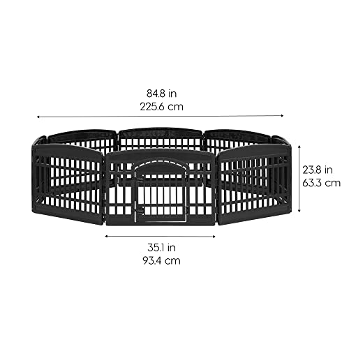 IRIS USA 24-inch Dog Playpen - Pet Exercise Pen with Door - 4 to 8 Panel Sizes, Black