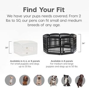 IRIS USA 24-inch Dog Playpen - Pet Exercise Pen with Door - 4 to 8 Panel Sizes, Black