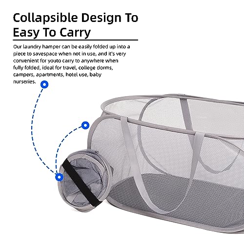 Tengou 62L Collapsible Pop up Laundry Basket, Reinforced Handles, Removable Dividers，Easy to Go Up and Down Stairs, breathable mesh Large Laundry Hamper for Clothes