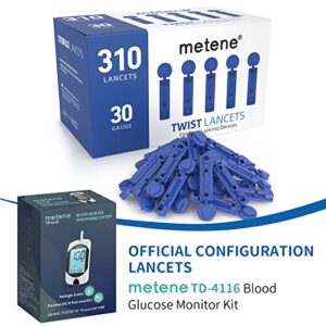 Metene Twist Top Lancets for Lancing Devices, 310 Count, 30 Gauge Sterile Lancets for Blood Sugar Test, Diabetic Lancets-Dark Blue