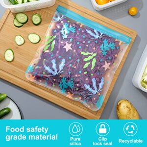 Reusable Gallon bags 6 PACK Extra Large Reusable Freezer Bags BPA Free Leakproof Plastic Bags Reusable Food Storage Bags Silicone Kids Snack Bags Reusable Ziplock Bags for Meal Prep, Travel Items