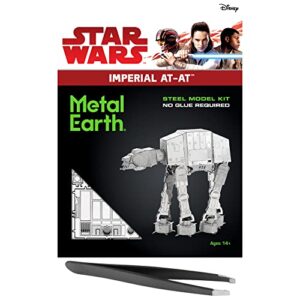 metal earth fascinations star wars imperial at-at 3d metal model kit bundle with tweezers