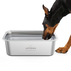 aiperro stainless steel dog bowls for large dogs, large capacity metal dog water food bowl, indoor and outdoor universal pet bowl