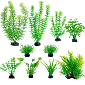 tanoma artificial aquarium plants plastic, fake plants for aquarium fish tank, realistic plant 10pcs